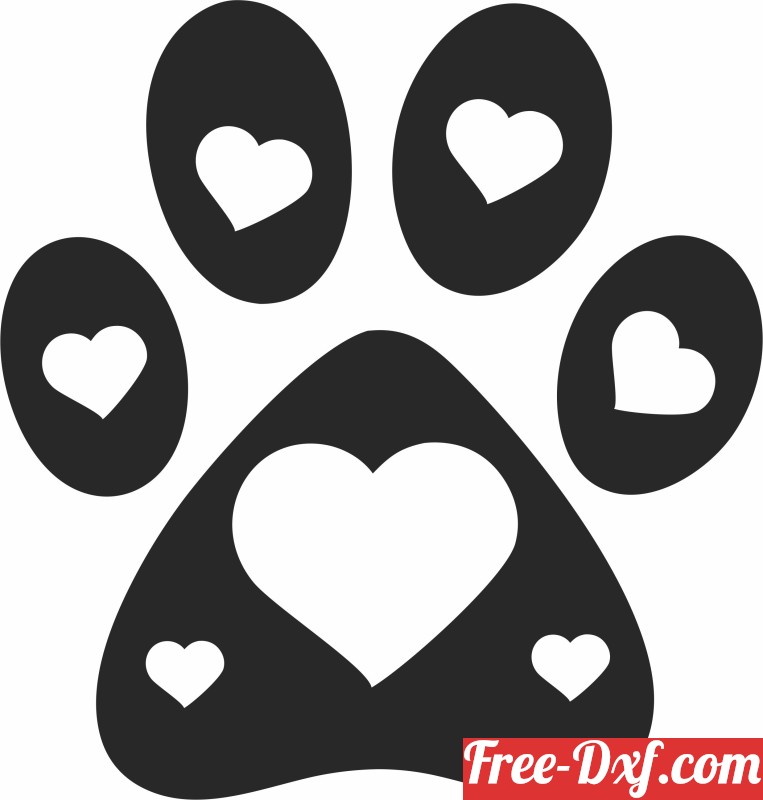 Download Dog Paw hearts clipart UXUFw High quality free Dxf files