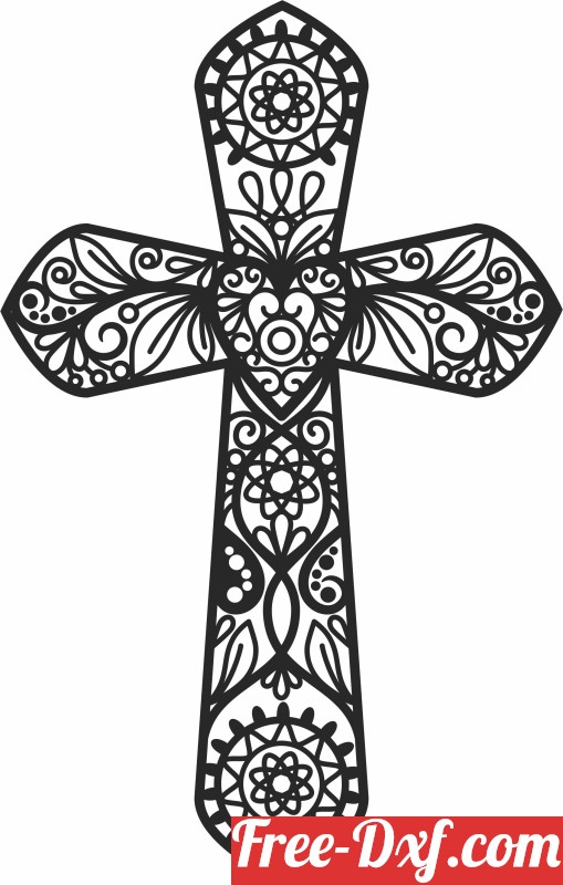 Download patterned cross wall sign UZTV4 High quality free Dxf fi