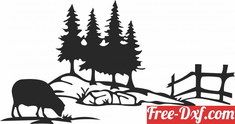 Download sheep in farm scene UZdU1 High quality free Dxf files, S