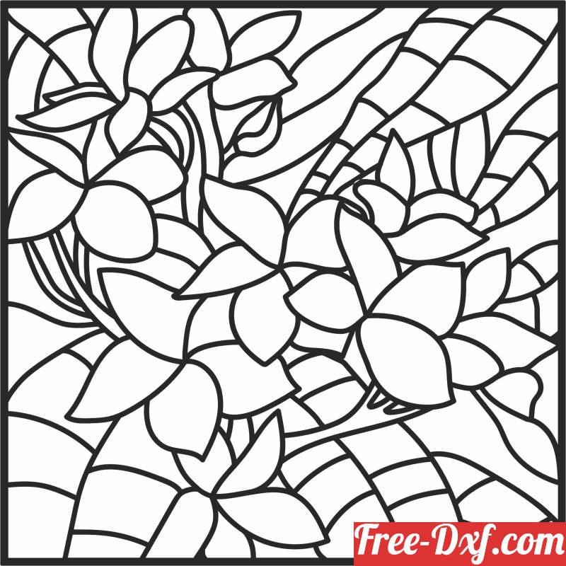 Download one line flowers wall decor VWZxK High quality free Dxf