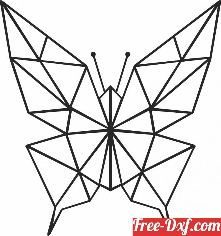 Download Geometric Polygon butterfly W7cNp High quality free Dxf