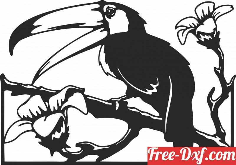 Download Toucan bird on branche Wjswr High quality free Dxf files