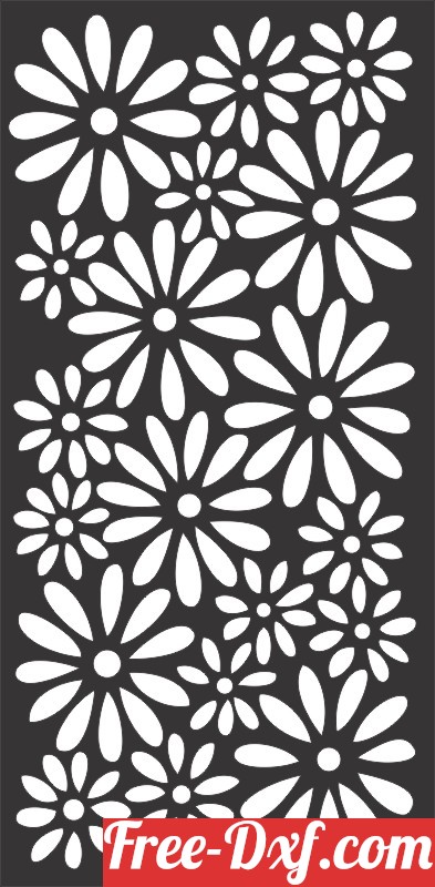Download Flowers decorative panel wall separator door pattern dxf