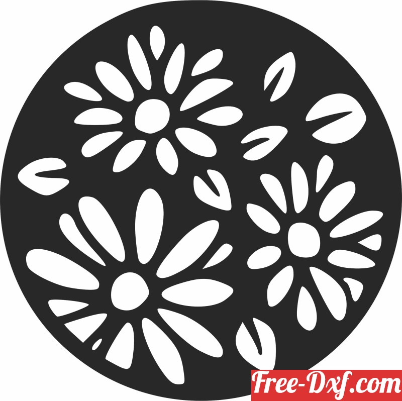 Download flowers wall decor XkrL4 High quality free Dxf files, Sv