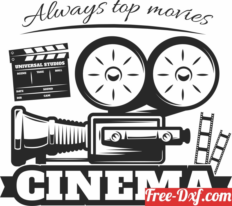 Download Cinema Movies logo sign XrG4g High quality free Dxf file