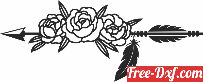 Download floral arrow clipart Z42bc High quality free Dxf files,