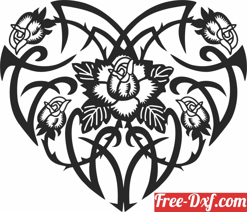 Download Heart clipart with flowers ZJ4s0 High quality free Dxf f