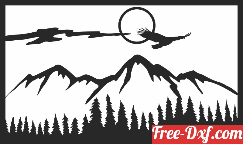 Download Mountains Range and trees scene dxf ZwICW High quality f