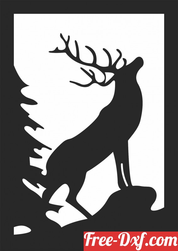 Download Elk scene wall decor aBIgb High quality free Dxf files,