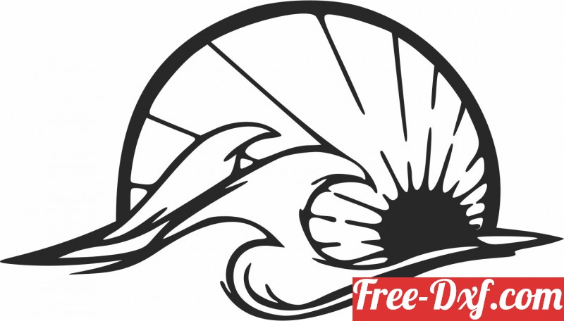 Download Wave and sun wall decor aWzAO High quality free Dxf file