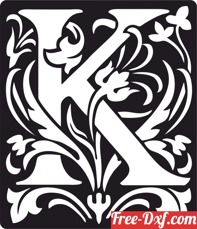 Download Personalized Monogram Initial Letter K Floral Artwork ah