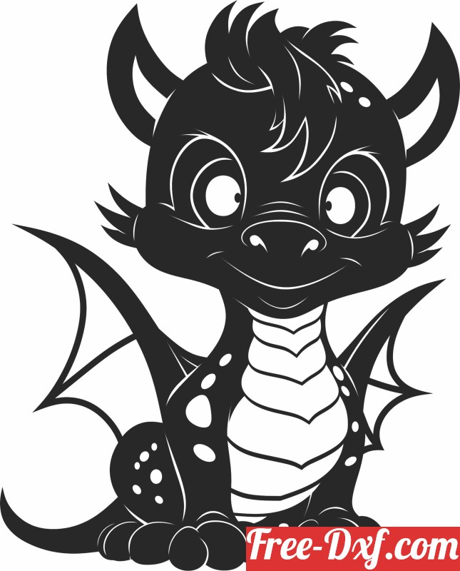 Download cute dragon clipart ajmN0 High quality free Dxf files, S