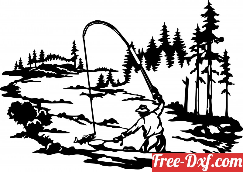 Download Fishing Scenery clipart av72R High quality free Dxf file