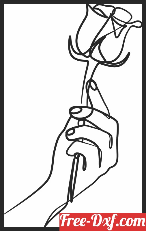 Download one line Hand holding flower bfDlI High quality free Dxf