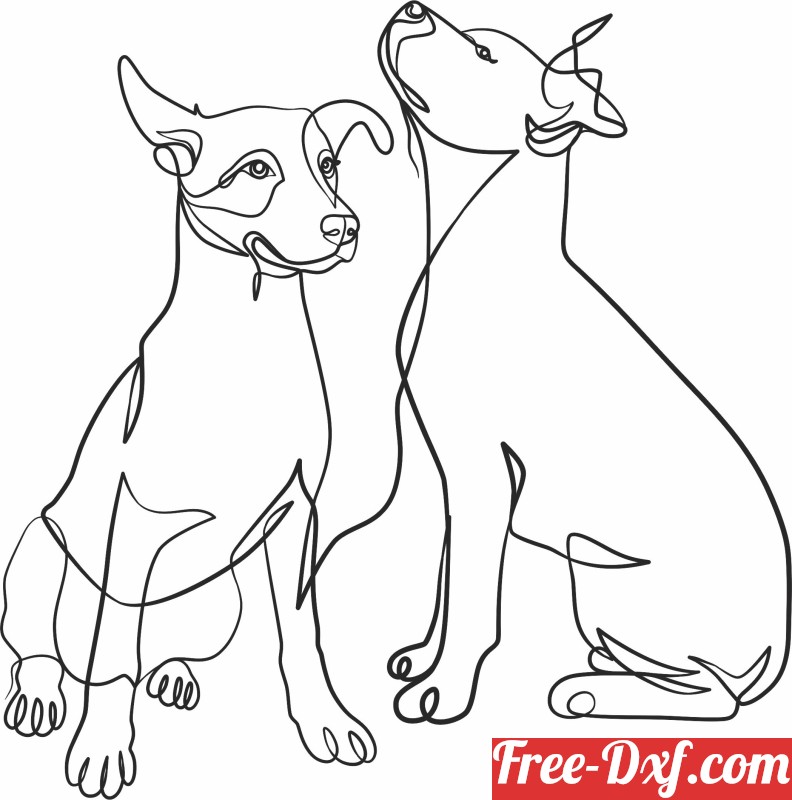 Download one line dogs art bvR6z High quality free Dxf files, Svg