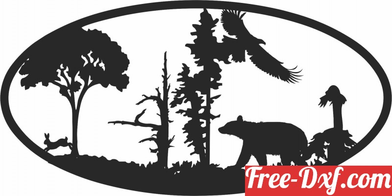 Download bear eagle scene forest art ct1Ec High quality free Dxf