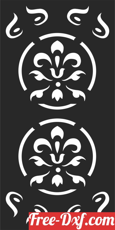 Download floral decorative pattern panel wall screen dxf dzI54 Hi