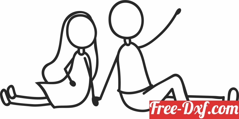 Download Stick figure couple in love e3c4X High quality free Dxf