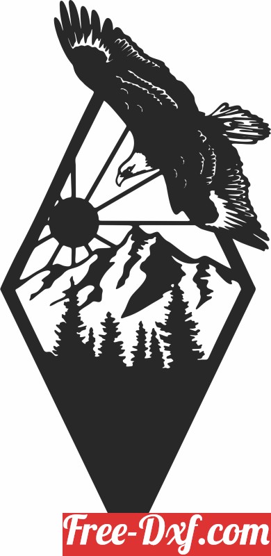Download Eagle scene wall art e4UUM High quality free Dxf files,