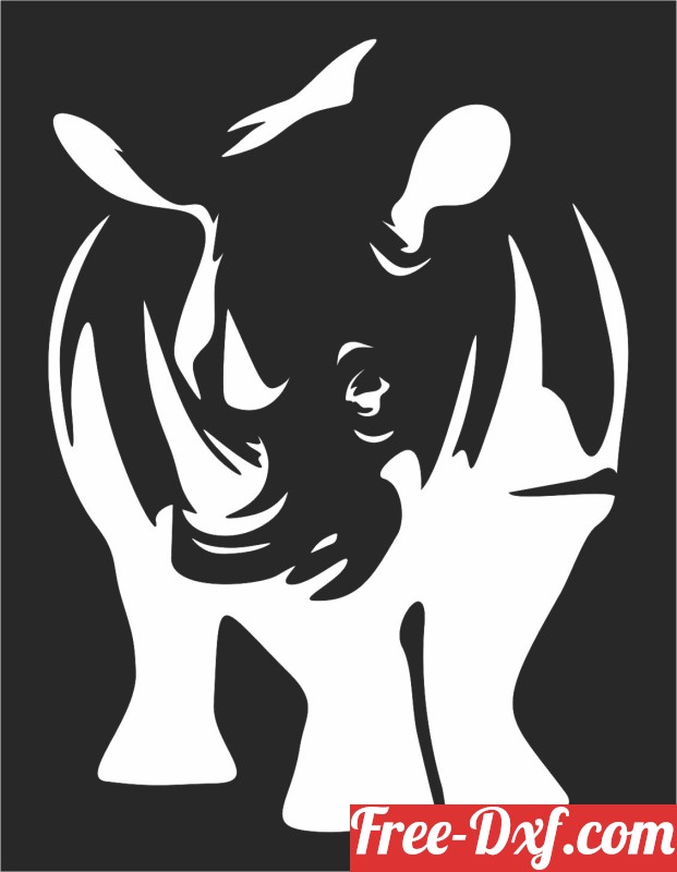 Download rhino rhinoceros wall art eDE3d High quality free Dxf fi