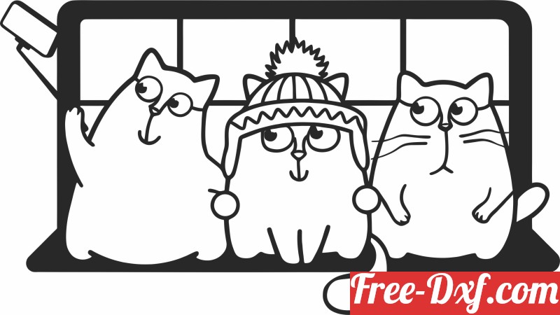 Download funny cat selfie wall art fTC8S High quality free Dxf fi