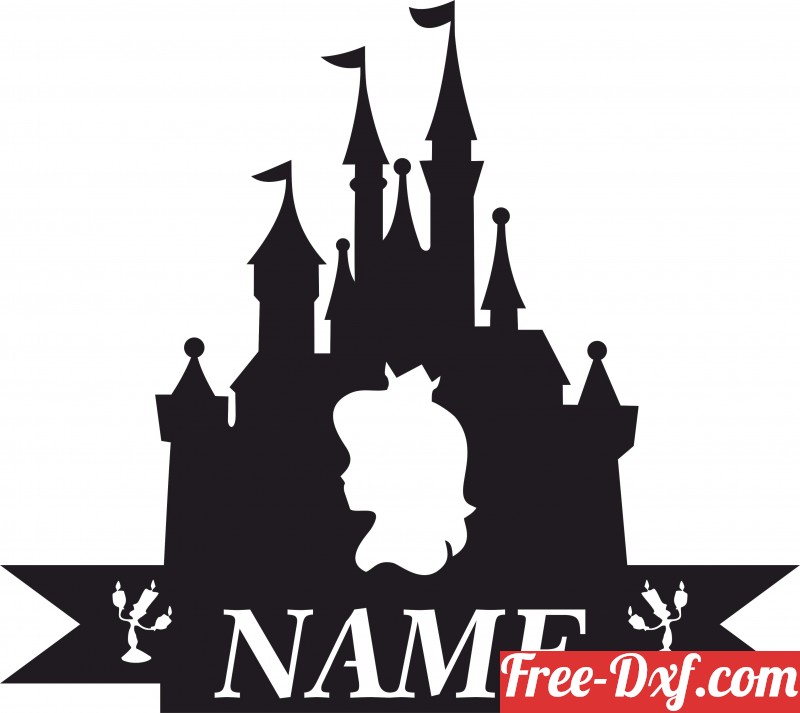Download Disney Princess ice Castle Silhouette custom name fddNi