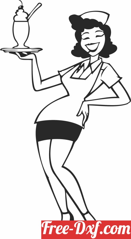 Download Retro Waitress clipart fssTX High quality free Dxf files