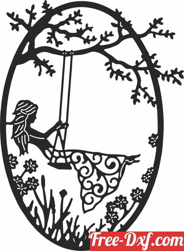 Download Lady Swinging cliparts g2sa0 High quality free Dxf files