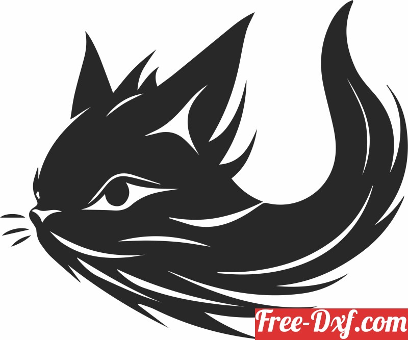 Download Fish Cat Animal Silhouette g6Tue High quality free Dxf f