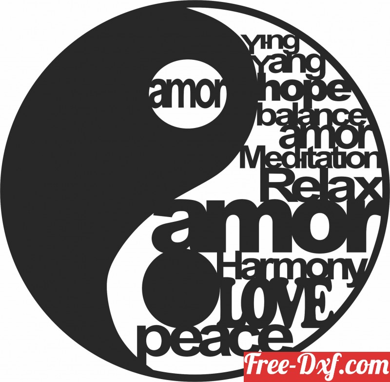 Download yingyang life and death sign gHXR0 High quality free Dxf