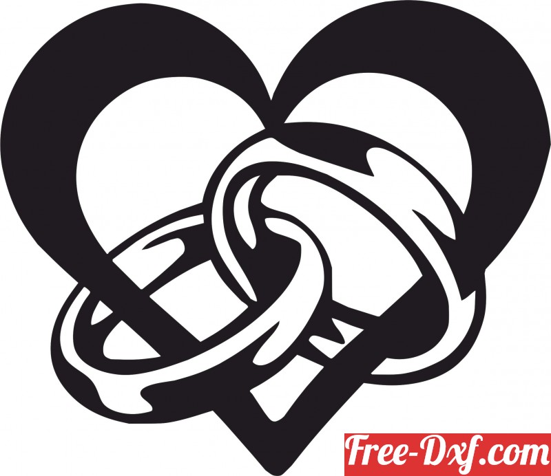 Download Heart love sign with rings gOEGU High quality free Dxf f