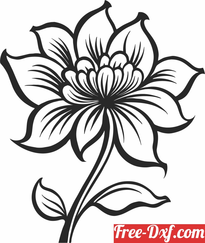 Download flower silhouette rose line art dxf hW8yJ High quality f