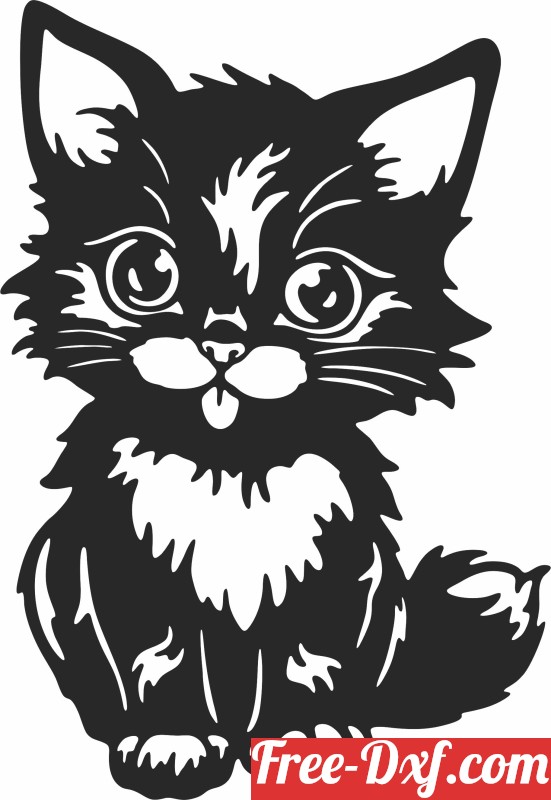 Download Kittie Baby cat hXTmT High quality free Dxf files, Svg,