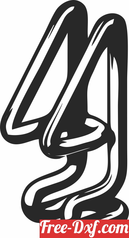 Download 4 split monogram numbers hchyl High quality free Dxf fil