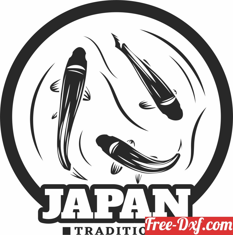 Download Japanese Koi fish logo hxY9J High quality free Dxf files