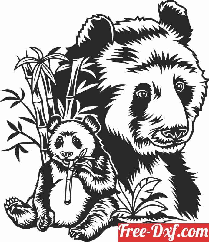 Download panda scene clipart i2wjf High quality free Dxf files, S