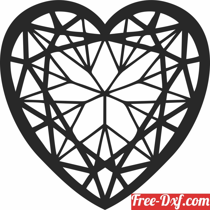Download heart geometric art iIm2b High quality free Dxf files, S