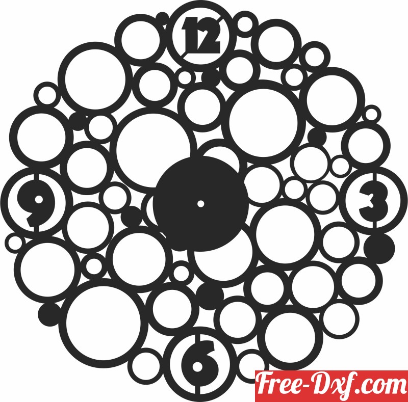 Download circles wall vinyl clock iTEKF High quality free Dxf fil