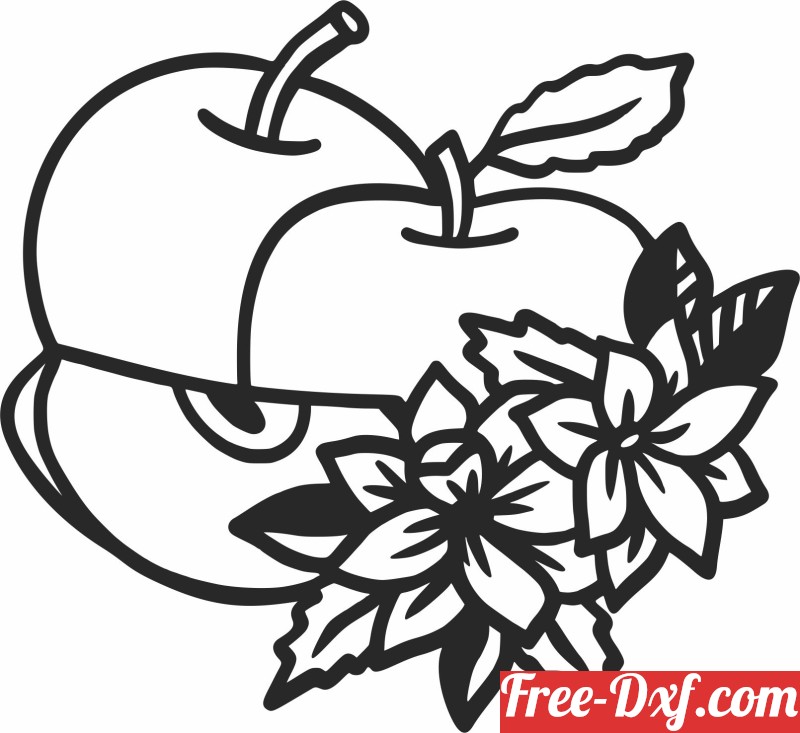 Download Apple fresh fruit with flowers dxf icWIX High quality fr