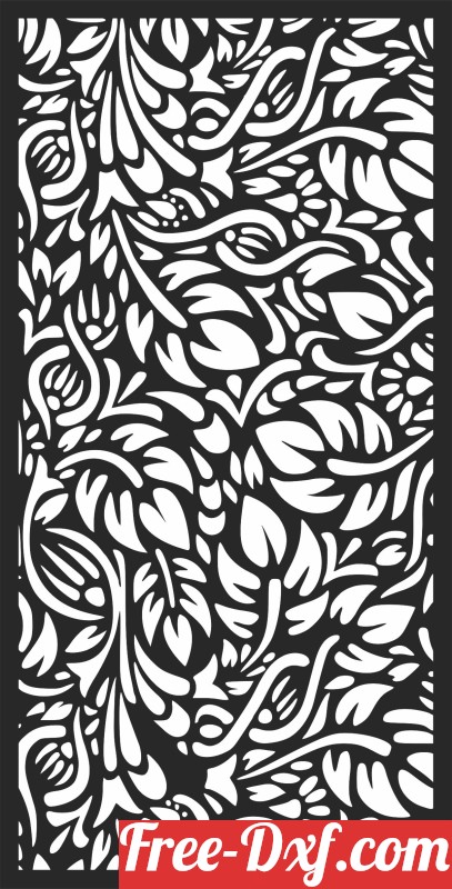 Download decorative panel door flowers wall screen pattern dxf j4