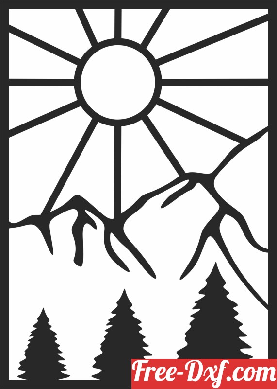 Download Sun mountain wall decor dxf j5JHQ High quality free