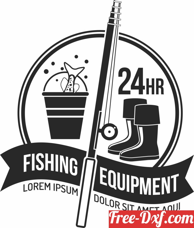 Download Fishing equipment sign logo jOHXU High quality free Dxf