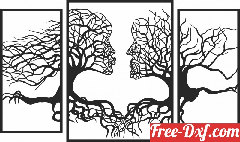 Download Tree Couple Face Shape panels dxf jQHAJ High quality fre