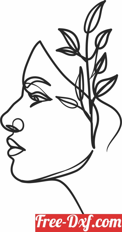 Download Woman Face One Line arts jhgoQ High quality free Dxf fil