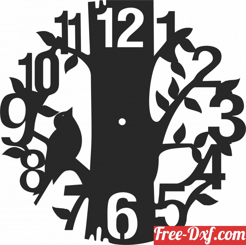 Download tree branche Wall Clock k0KTJ High quality free Dxf file
