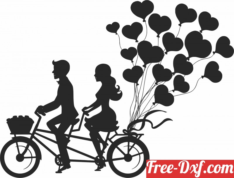Download Couple On Tandem Bike kDs86 High quality free Dxf files,