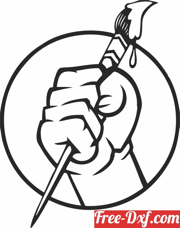 Download Hand Holding paint brush wall sign kQloe High quality fr