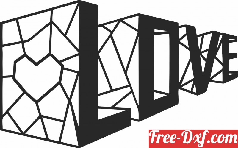 Download 3D Love Wall Decor kj4IW High quality free Dxf files, Sv