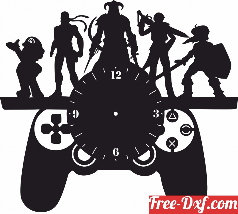 Download Gaming PUBG wall vinyl clock kpIbf High quality free Dxf