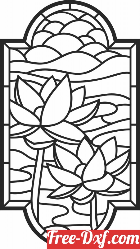 Download Lotus flower panel lvEES High quality free Dxf files, Sv